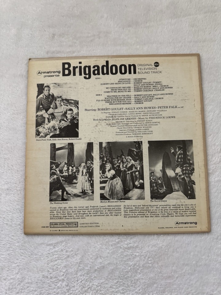 Brigadoon Original Television Soundtrack Vinyl LP Record Columbia CSM ...