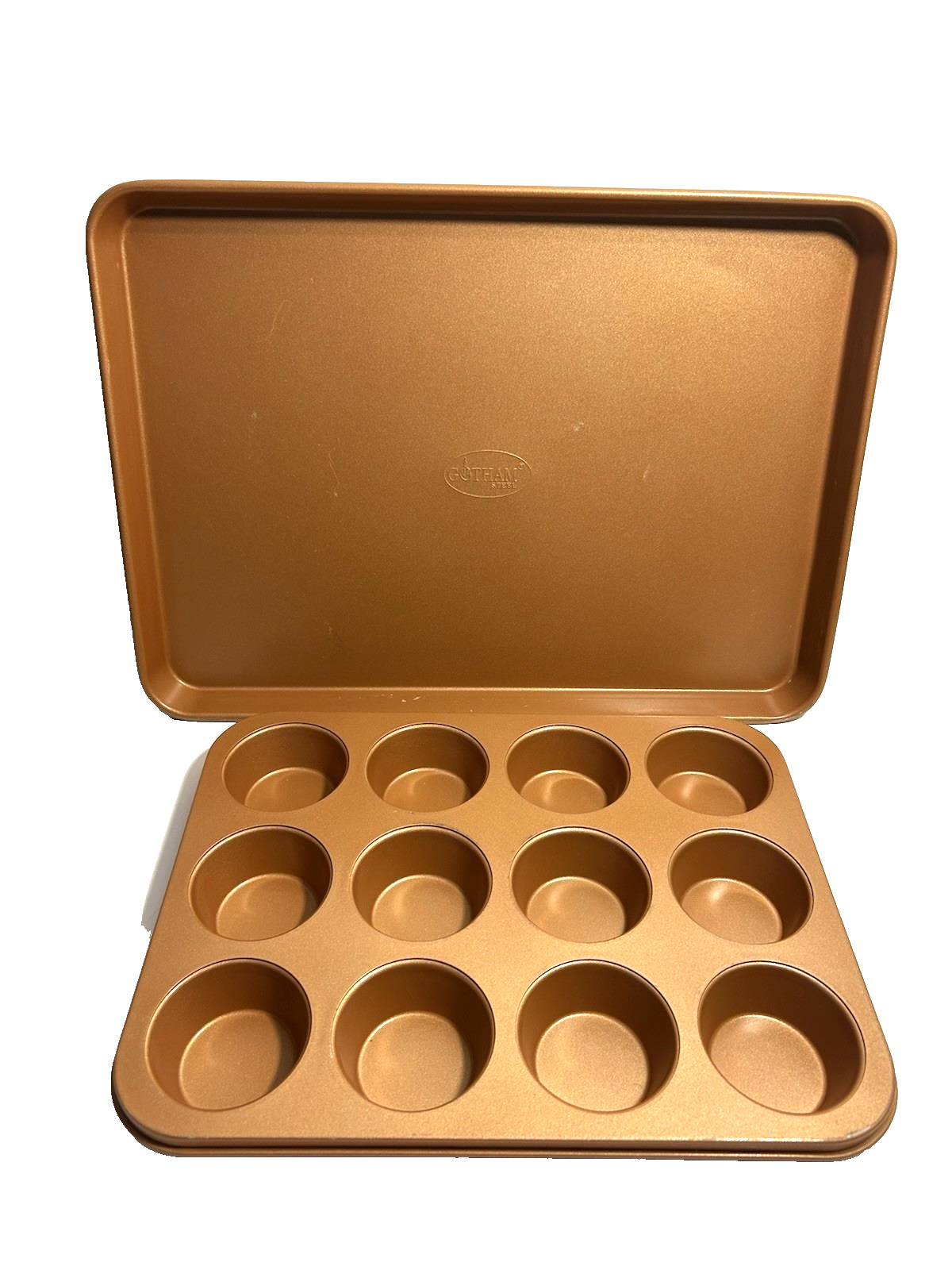 New Gotham Steel Lot of 2 Bakeware Muffin Cupcake 12 Cups Pan & Large ...