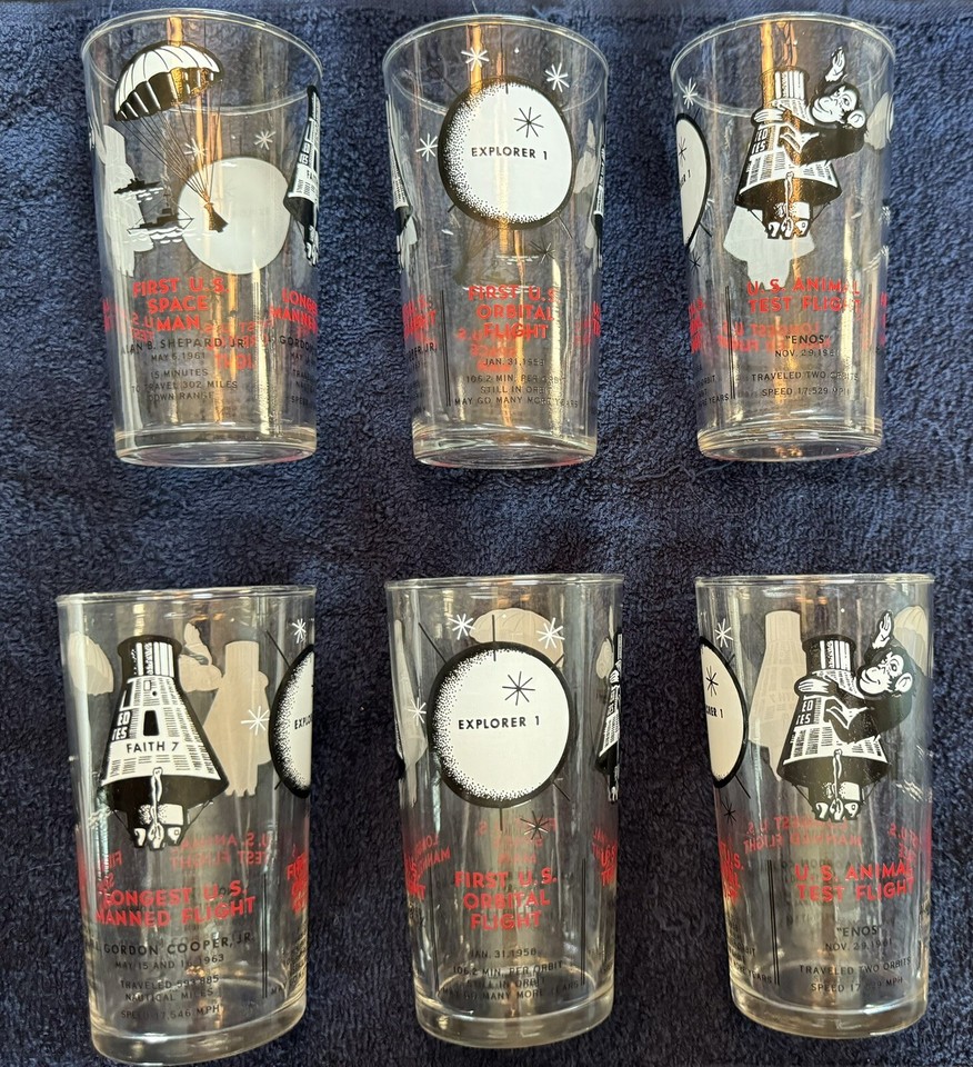 Libbey Drinking Glass NASA Memorabilia Project Mercury Space Flight ...