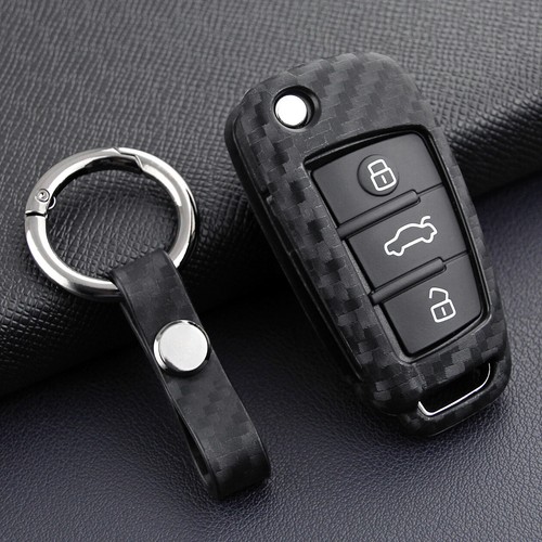Flip Car Key Case Carbon Fiber Protector For Audi A1 A3 S3 Q3 Q7 TT ...