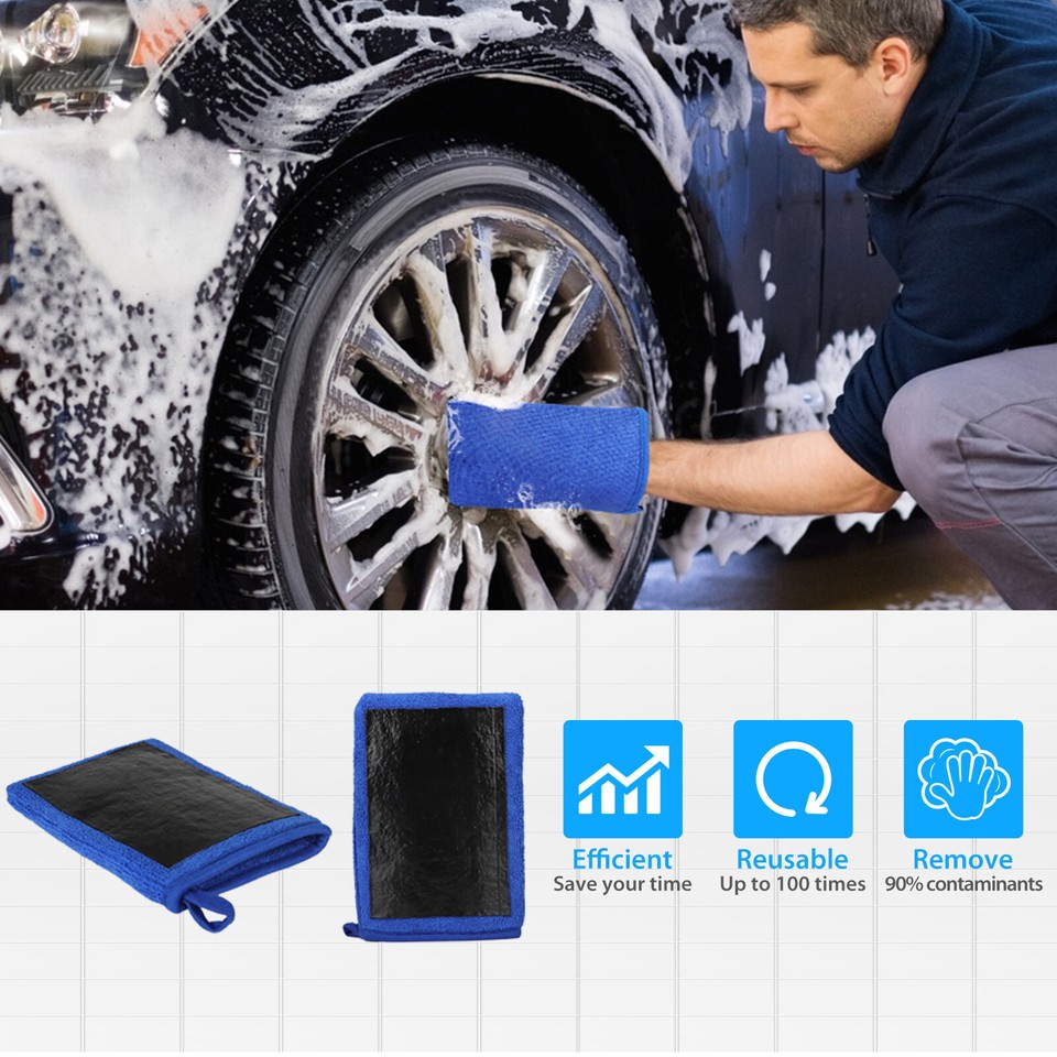 2pcs Microfiber Clay Bar Mitt Cleaning Wash Rag Car Detailing Polishing ...