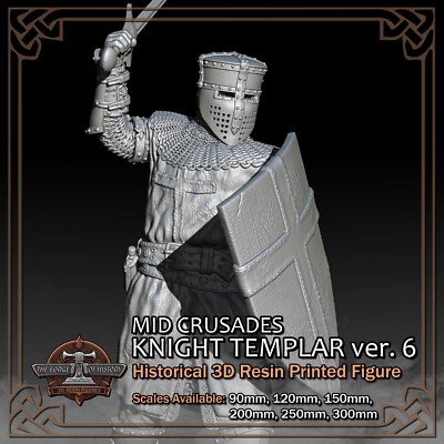 Crusader Knight Templar 6 - Scale 1/18 to 1/6 - 3D Resin Printed Figure ...