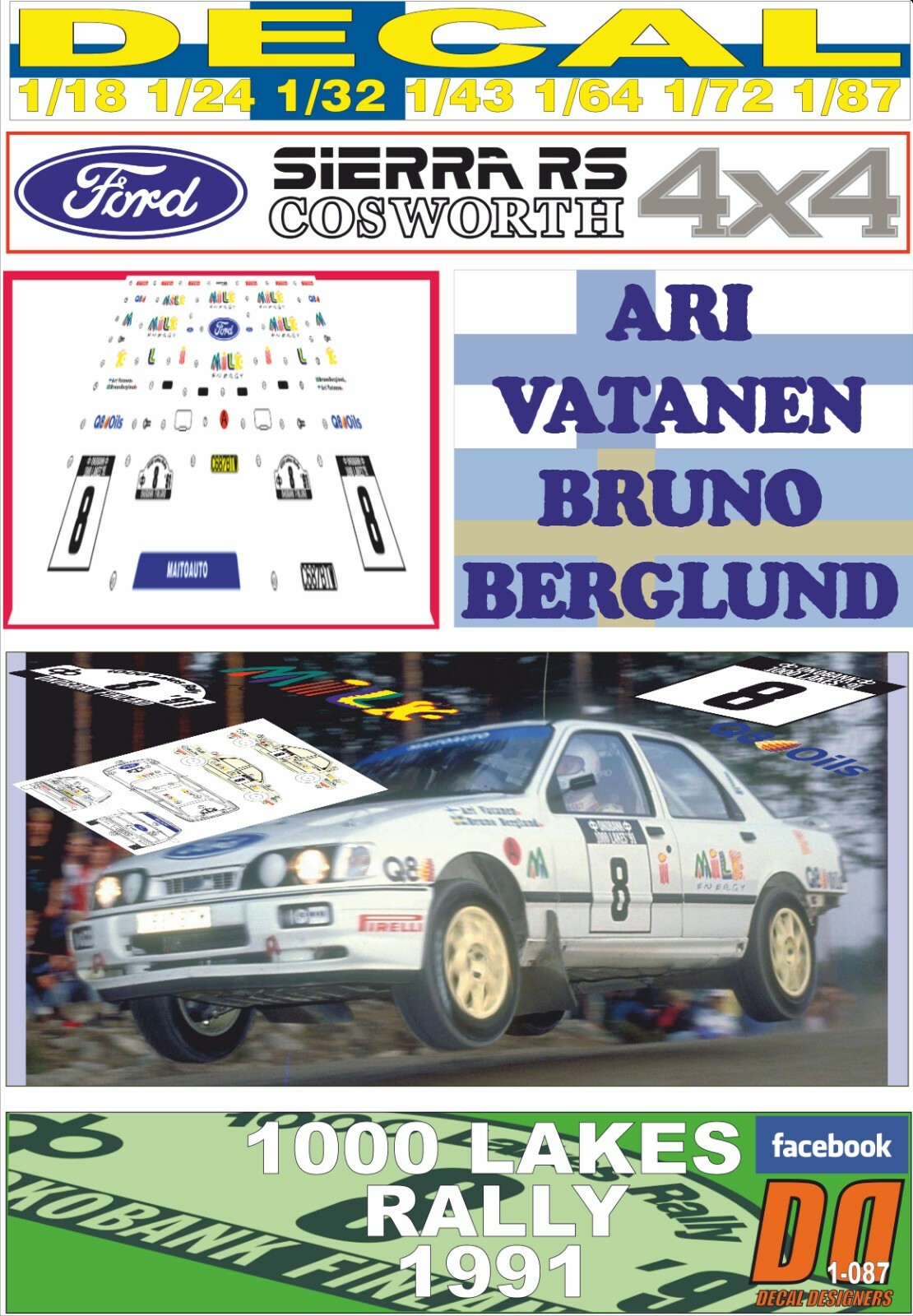 DECAL FORD SIERRA 4x4 ARI VATANEN 1000 LAKES 1991 (08) | eBay