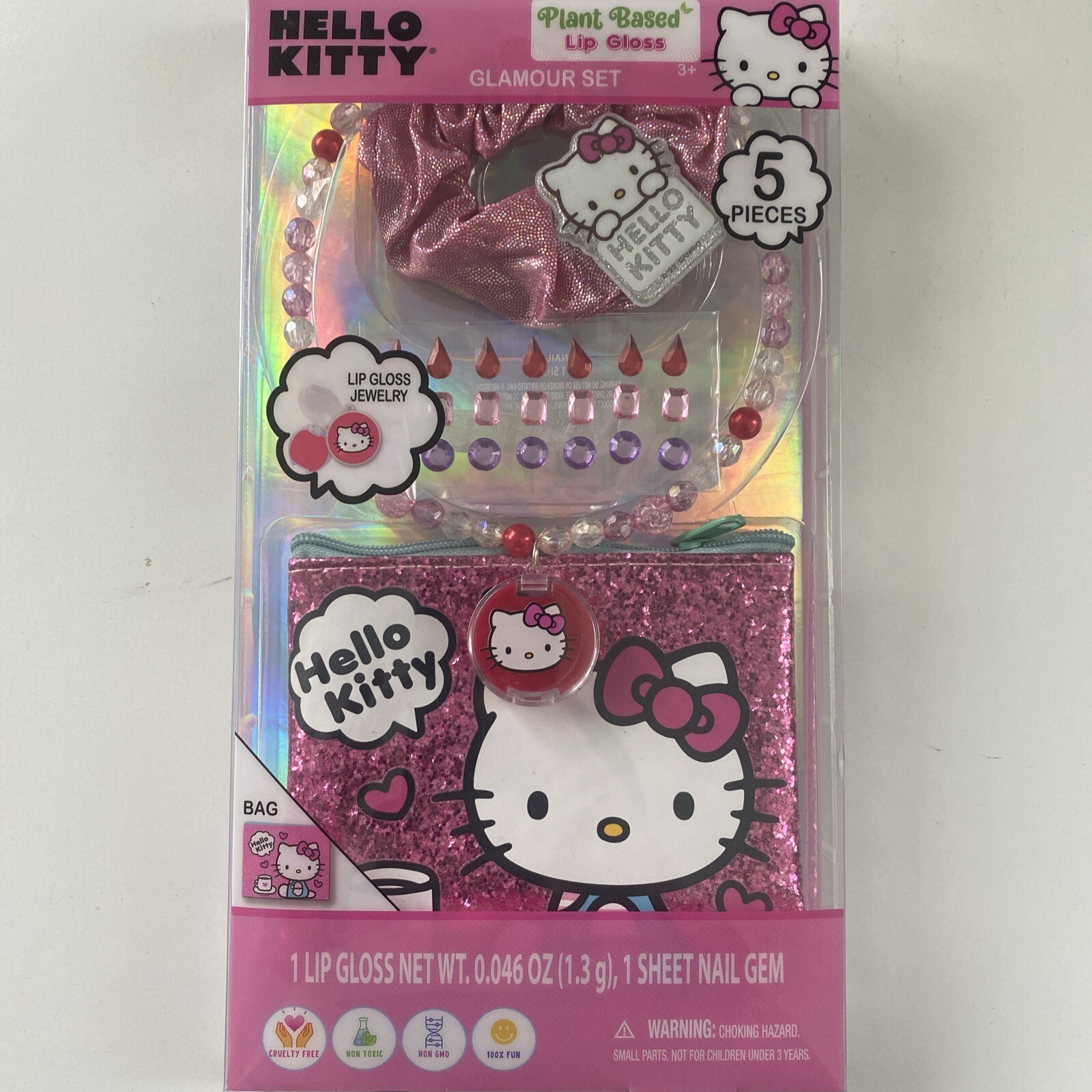 Hello Kitty Glamour Set Lip Gloss-Bag-Hair Tie And Necklace | eBay