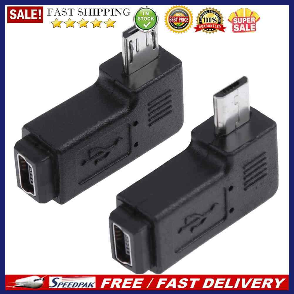 2pcs 90 Degree Mini USB Female to Micro USB Male Adapter Connector | eBay