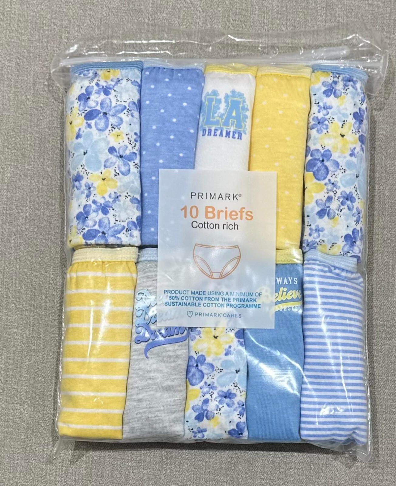 Primark Girls 10 Pack Briefs Knickers Underwear 100% Cotton 2 -15 Years ...