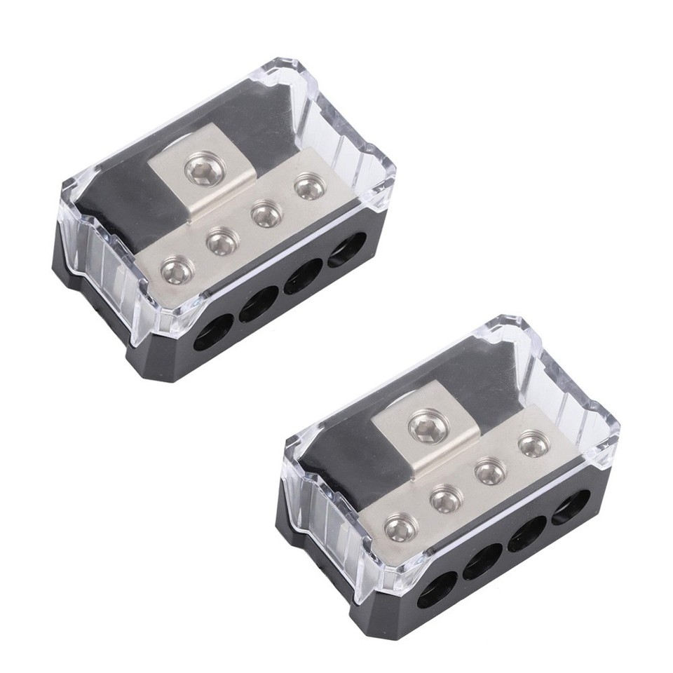 2Pcs Power Ground Amp Distribution Block 0/2/4 Gauge Input 4/8/10 Gauge ...