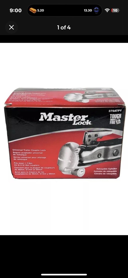 New Master Lock 379ATPY Universal Trailer Hitch Lock, Black | eBay
