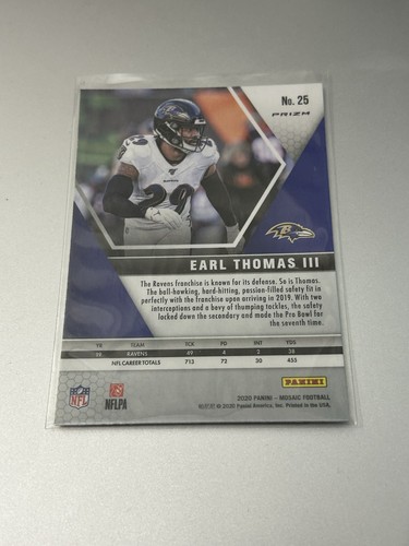 2020 Panini Mosaic Reactive Gold Prizm #25 Earl Thomas III Baltimore ...