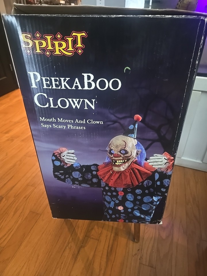 Rare 2020 Spirit Halloween Animated Peek-A-Boo Clown Animatronic With ...