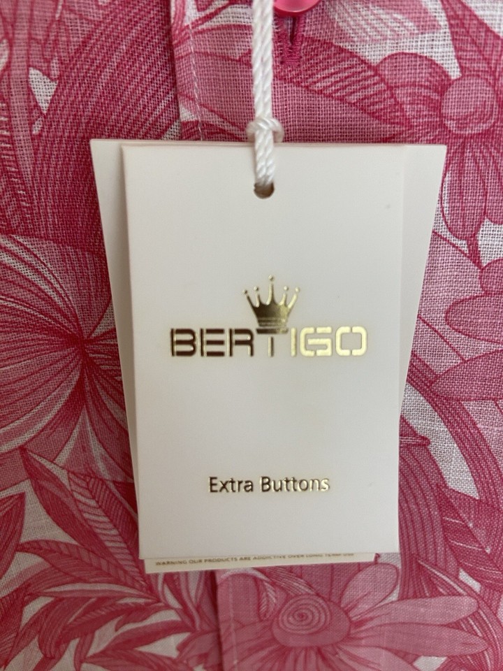 Bertigo Mens Shirt 100% Linen Size Small In Floral Pattern NWT RARE ...