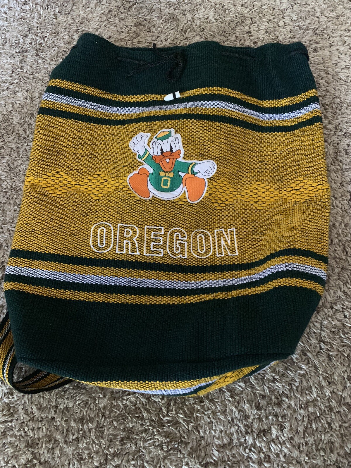 University of Oregon Ducks Woven Knit Backpack Drawstring Cinch Bag ...