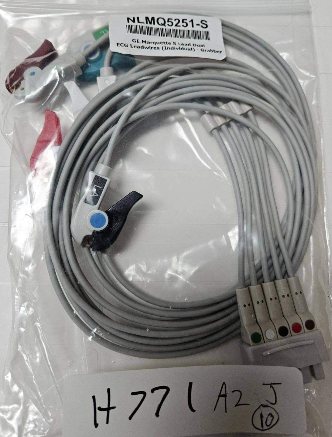 GE ECG 5 Lead shielded grabber end 0.9m/AHA Monitor Wire NLMQ5251 A2 J ...