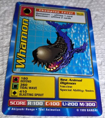 Digimon Cards - 1999 Digi-Battle Whamon BO-58 | eBay