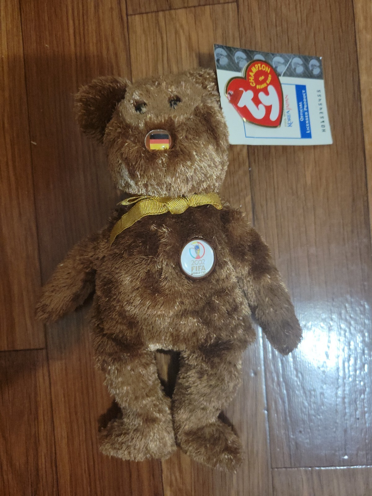 Ty Beanie Baby Teddy Bear 2002 FIFA Korea Japan World Cup Champion ...