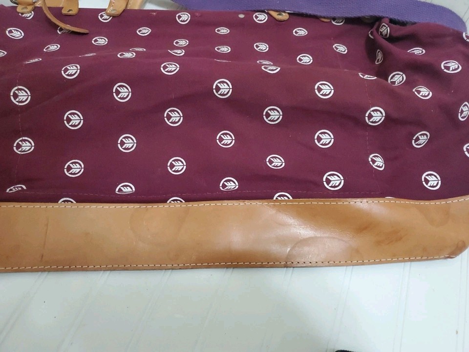 Vtg WMX Waste Management Duffle Luggage Carpet Bag Cloth & Leather ...