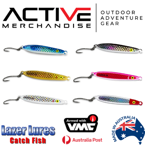 Lazer Lures Metal Fishing Lure with VMC Needle Sharp Inline Single Hook ...