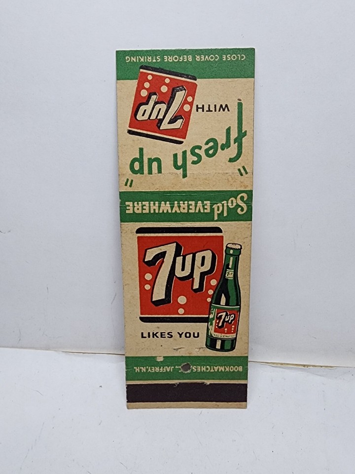 Vintage Matchbook Cover - 7UP 7-Up Pop Cola Fresh Up Drink ...