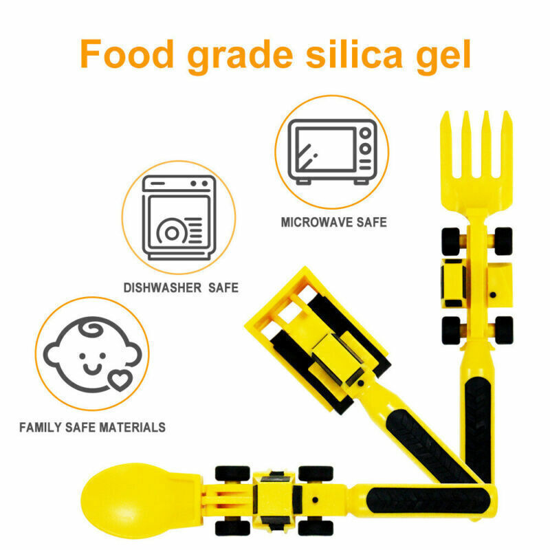 Kids Shovel Fork Spoon Set Cutlery Constructive Eating Tableware ...