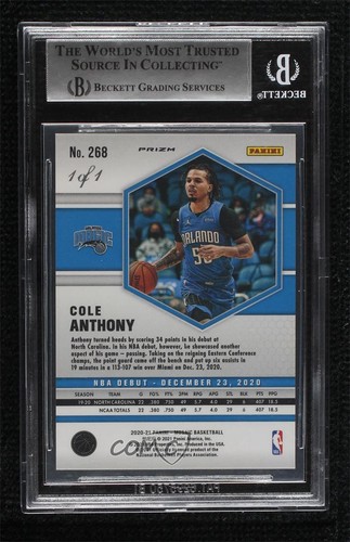 2020-21 Panini Mosaic - NBA Debut Mosaic Black Prizm #268 Cole Anthony /1 (RC) for sale online ...