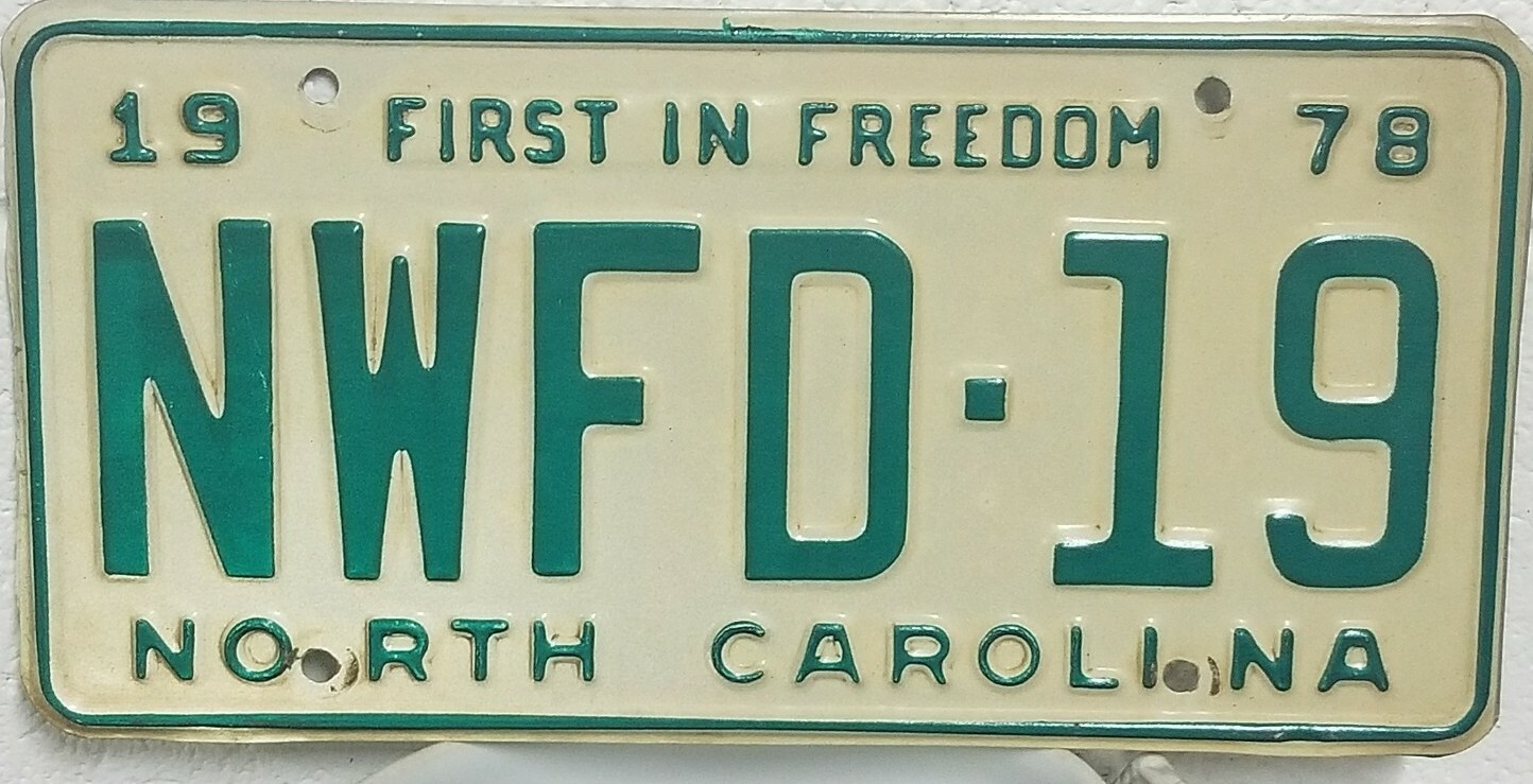 1978 NWFD 18&19 FIREMAN LICENSE PLATE NORTH WILKESBORO FIRE DEPT Tag NC ...