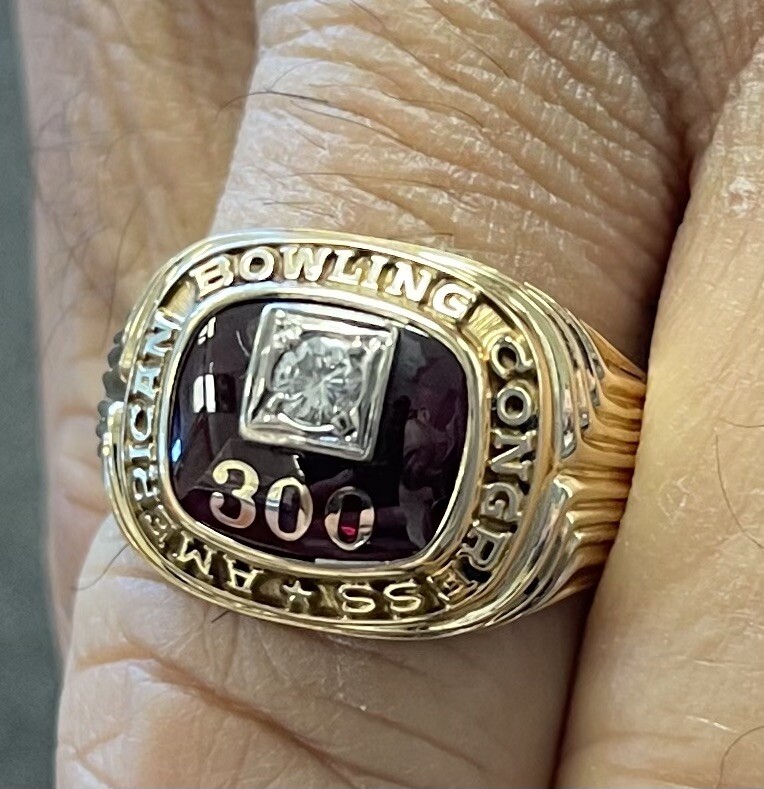 10K Gold & Diamond American Bowling Congress 300 Game Ring..Tj835 | eBay