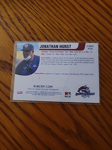 2021 Binghamton Rumble Ponies Team Set Jonathan Hurst Signed IP Auto ...