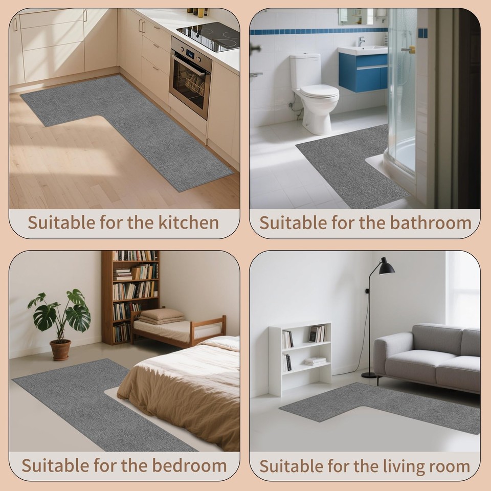 Washable Corner Kitchen Mat, L Shape Rug for Island Table, Super ...