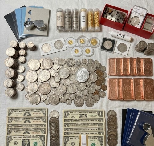 ESTATE SALE LOT 25+ ITEMS ~ OLD US COINS GOLD ~ .999 SILVER BARS ...