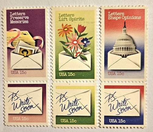 USA 1980 "Letter Writing Campaign" #1805-10 15-Cent Mint Set of 3, 6 ...