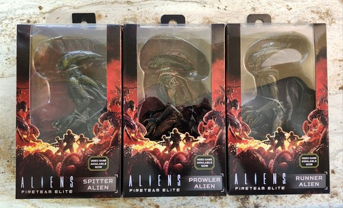 Lot Of 3 NECA Aliens Fireteam Elite Prowler, Runner, Spitter Alien 7 ...