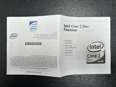 Intel Core 2 Duo Processor Installation Instructions with Logo Label ...