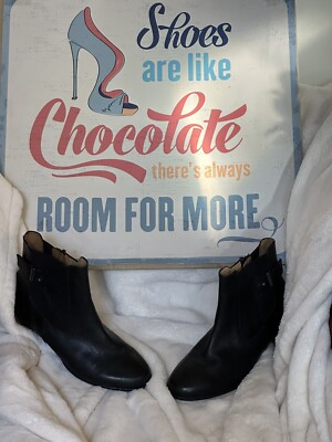 Ziera Figaro Black Leather Croc Side Zip Ankle Boots Women's 38.5 / 8 M ...