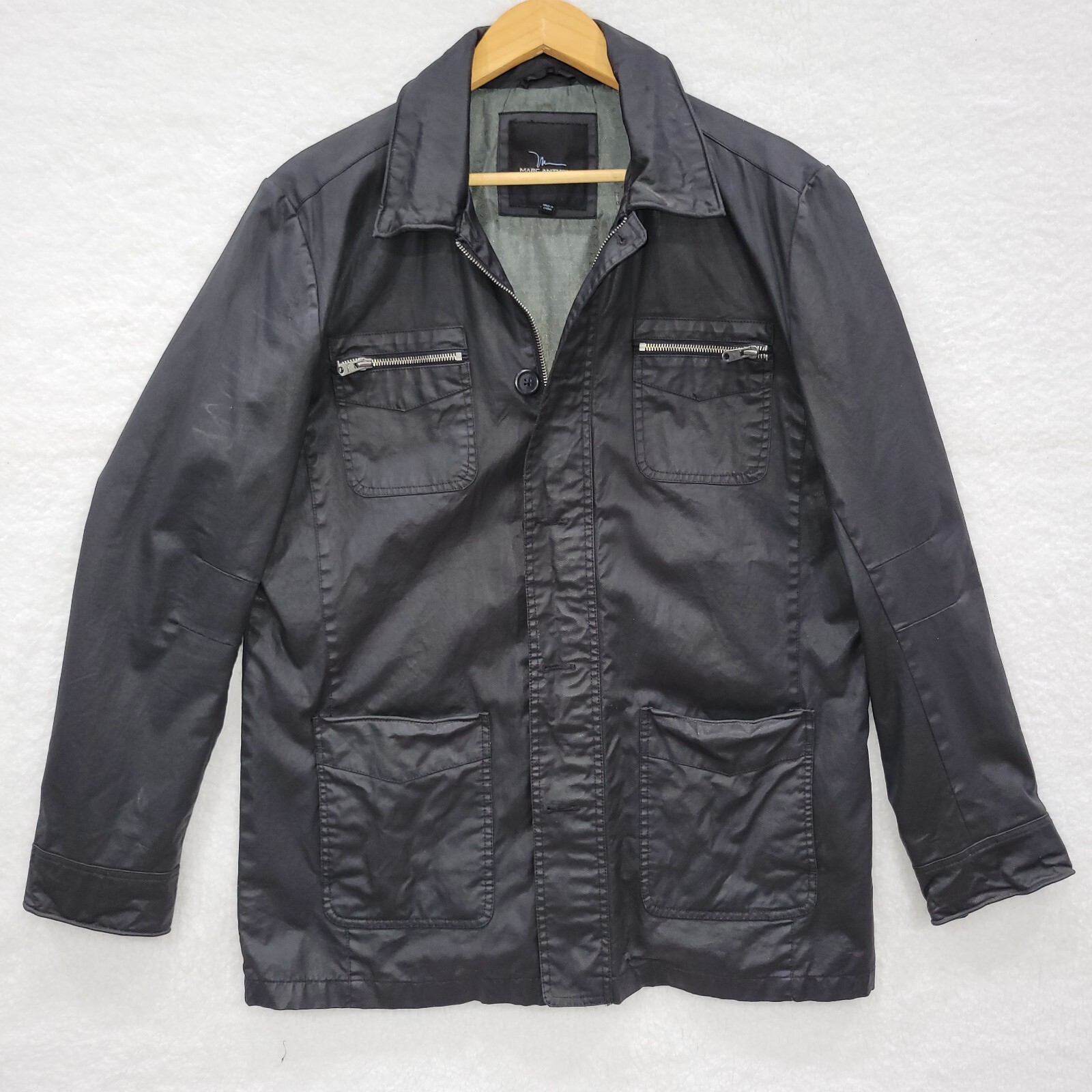 Marc Anthony Men's Black Zip Buttons Vegan Faux Leath… - Gem