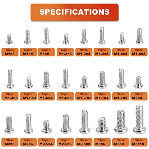 1200Pcs Phillips Pan Head Small Machine Scews,Tiny Screw,Small Bolts ...