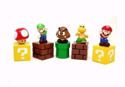 5Pcs Super Character Mario Cake Toppers Figures Toys Birthday Party ...