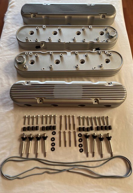 GM LS Valve Covers Alum Hidden Coils Vintage Finned Top 2pc LS1 LS2 LS3 ...