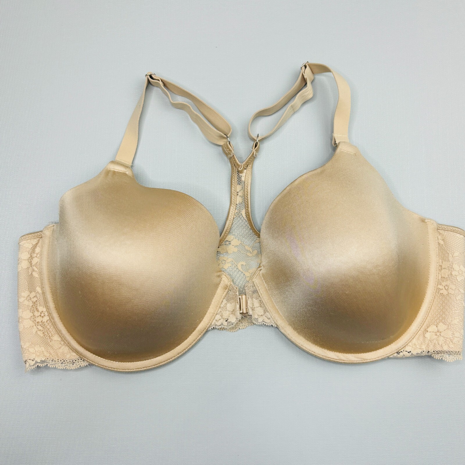 Maidenform Front Close Bra 40D Satin Padded Cup Racer… - Gem