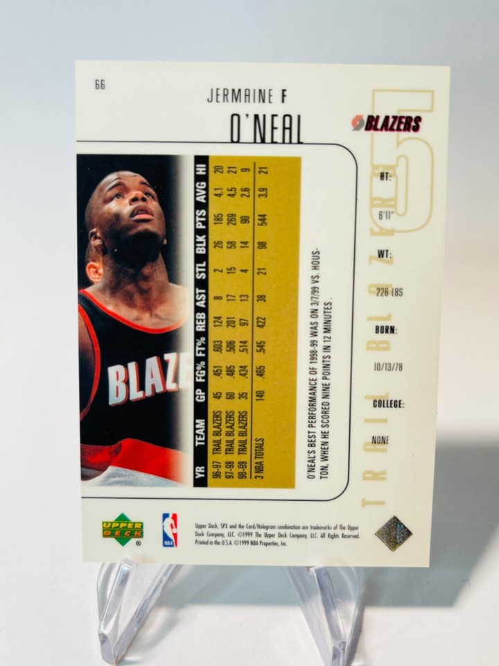JERMAINE O'NEAL 1999-00 Upper Deck SPx #66 NBA Basketball BLAZERS | eBay
