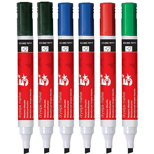 Whiteboard Marker Pen Set Chisel Tip Nibs Assorted Colours Drywipe ...