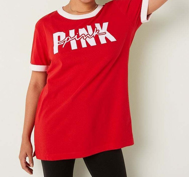 Victoria's Secret PINK CAMPUS / RINGER / HENLEY SHORT SLEEVE T-SHIRT XS ...