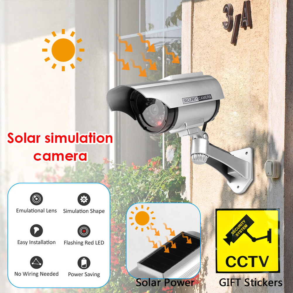 Solar Powered Fake Dummy Camera Indoor Outdoor Simulation CCTV LED ...