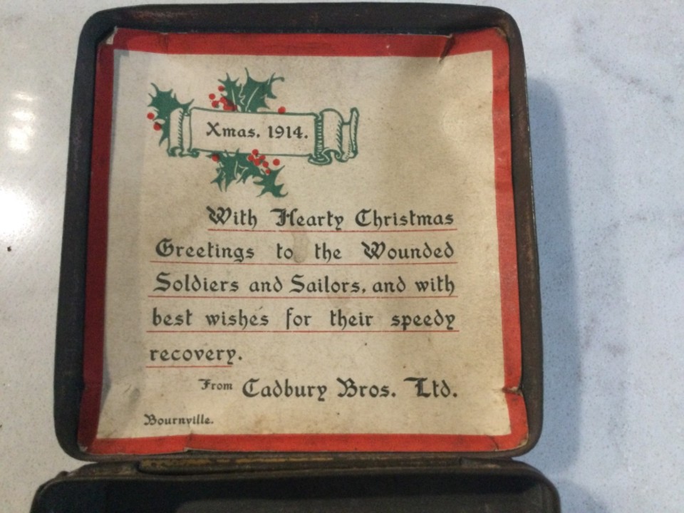 RARE ORIGINAL WW1 CADBURY'S WOUNDED SOLDIERS & SAILORS CHOCOLATE TIN ...