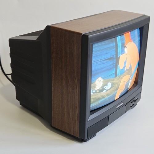 Samsung Tube CRT TV TC3836T Retro Gaming Television 13" Wood Grain Vtg ...
