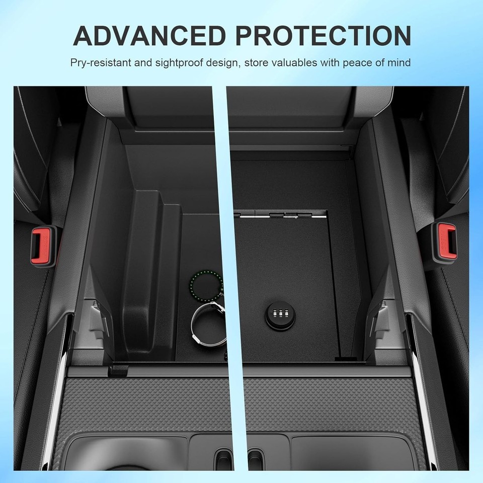 For 2021-2025 Ford F150 Center Console Safe Organizer Lock Box Safe ...