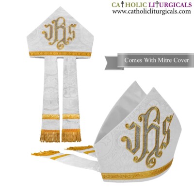 New White Mitre with IHS embroidery,mitra,Bishop's Mitre, New | eBay