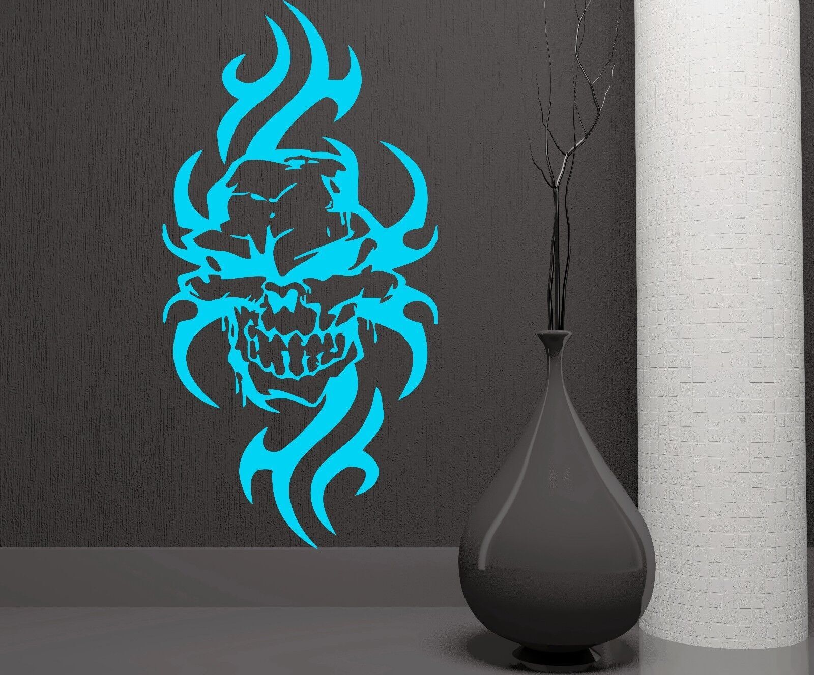 Vinyl Decal Wall Sticker Skull Flames Gothic Art Biker Auto Garage ...