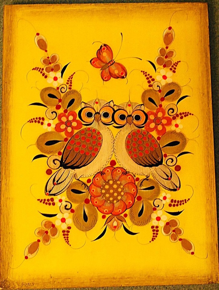 TONALA MEXICO OWLS & YELLOW FLORAL Original Oil Painting On Board ...