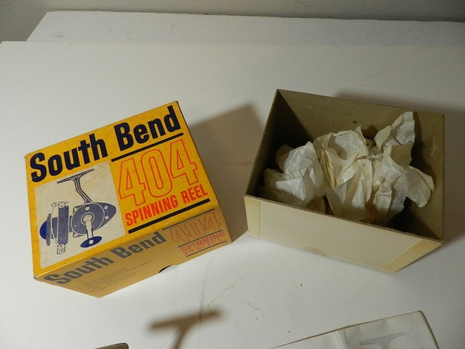 VINTAGE FISHING REEL- SOUTH BEND MODEL 404 SPINNING REEL- W/ BOX- NEW ...