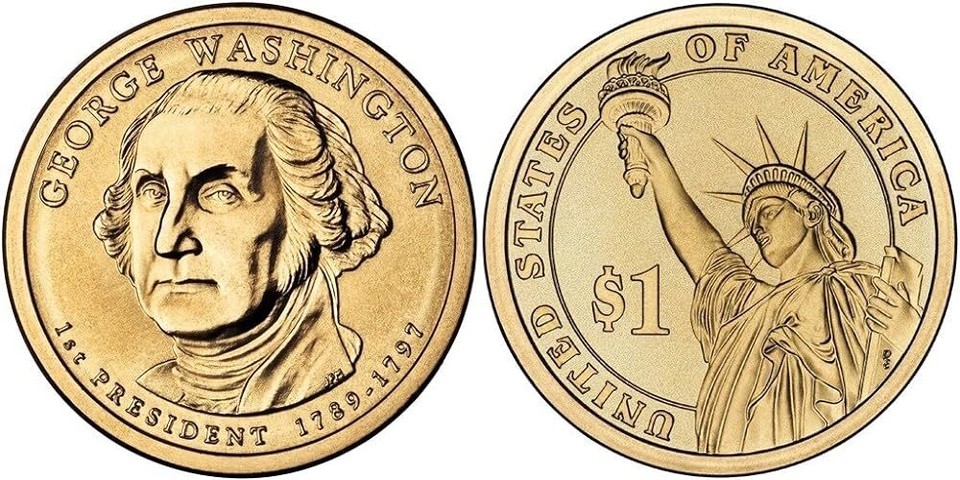 Presidential Dollar US "Golden" $1 Coins, US Mints P & D, UNCIRCULATED ...